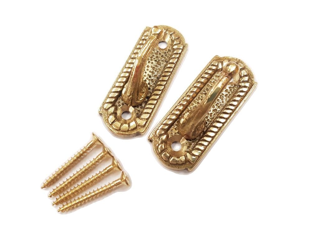 2 Regency Brass Curtain Tassel Hooks 5cm Brassware Solid Metal Hook With Screws